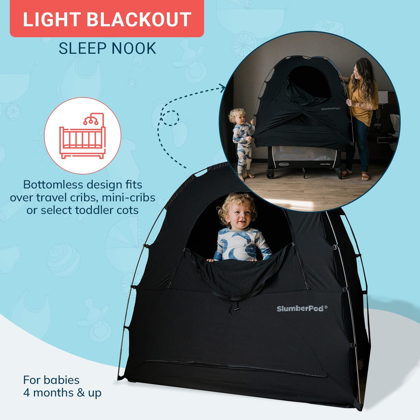 Slumberpod Blackout Tent Hire (Fits over Cot/Crib) - Tiny Explorers